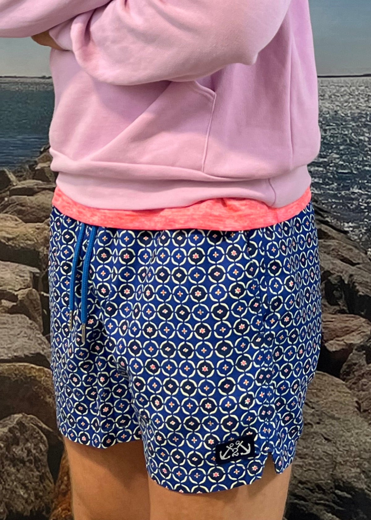 Blue Geo Print Swim Trunks– anchor2anchor